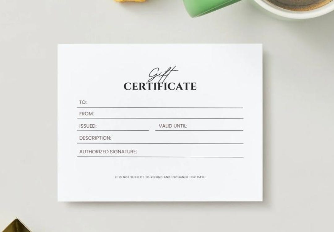 Printable Gift Certificate Template – PDF & PNG Digital Download - Etsy