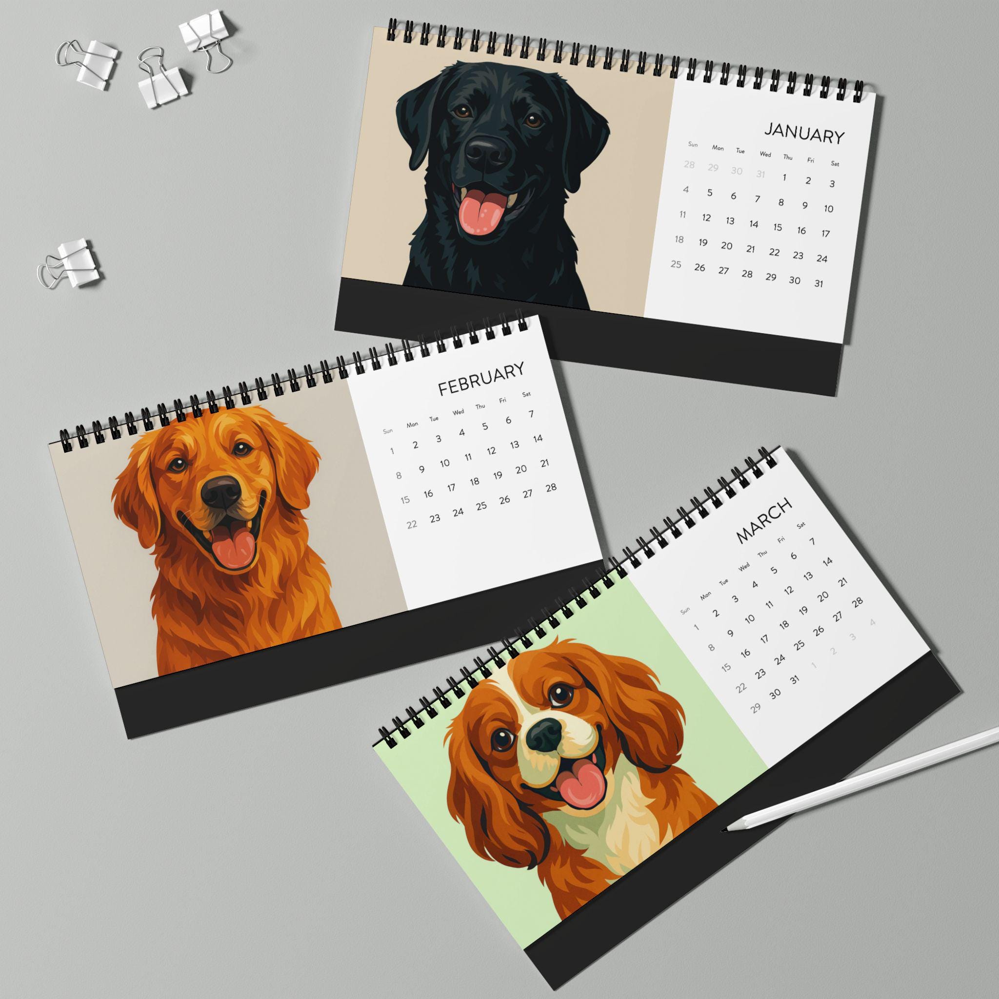 2026 Dog Breed Calendar | Illustrated Puppy Art, Wall & Desk - Etsy
