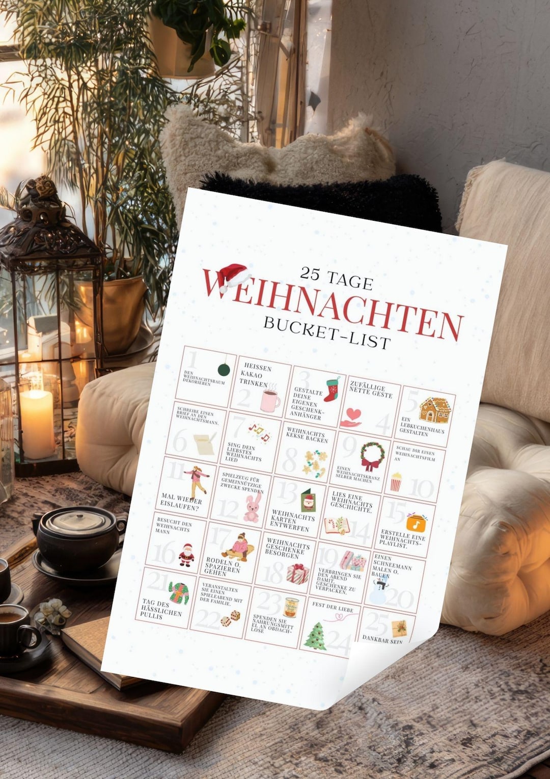 25-day Advent Calendar Christmas Bucket List | Printable Advent ...