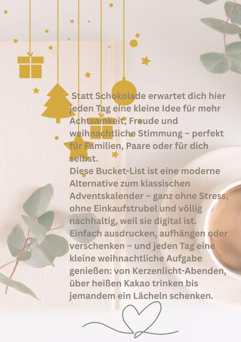 25-day Advent Calendar Christmas Bucket List | Printable Advent ...