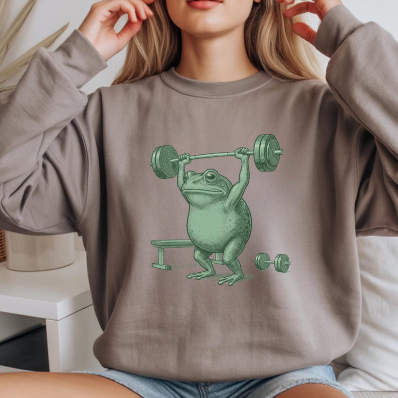 Funny Gym Png, Unhinged Frog Png, Sarcastic Weightlifting Png, Workout ...
