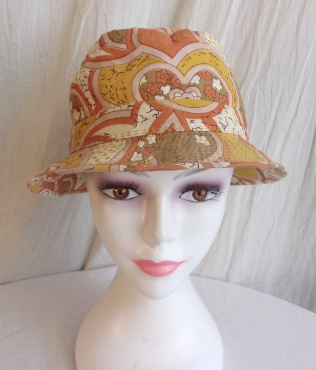 Vintage 1960s Hat Mod Print Bucket Hat Beach Psychedelic Unisex - Etsy
