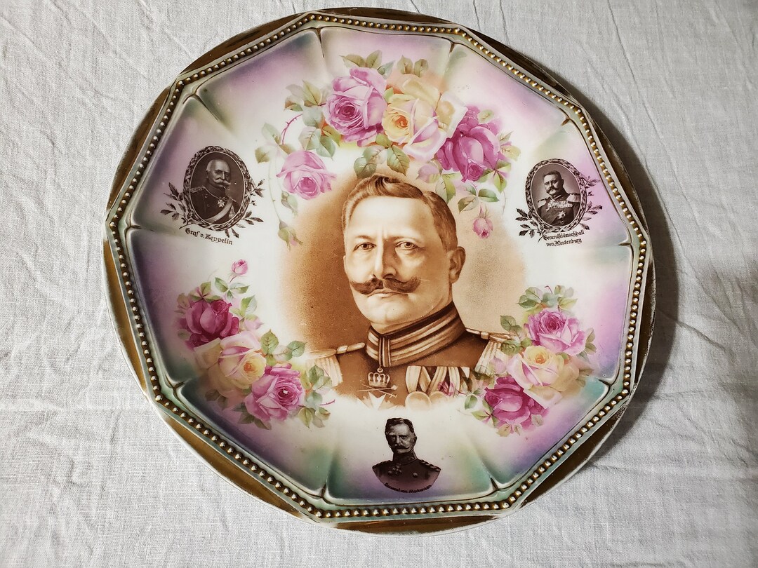 Vintage 1940s Decorative Plate German Kaiser Wilhelm Zeppelin and ...
