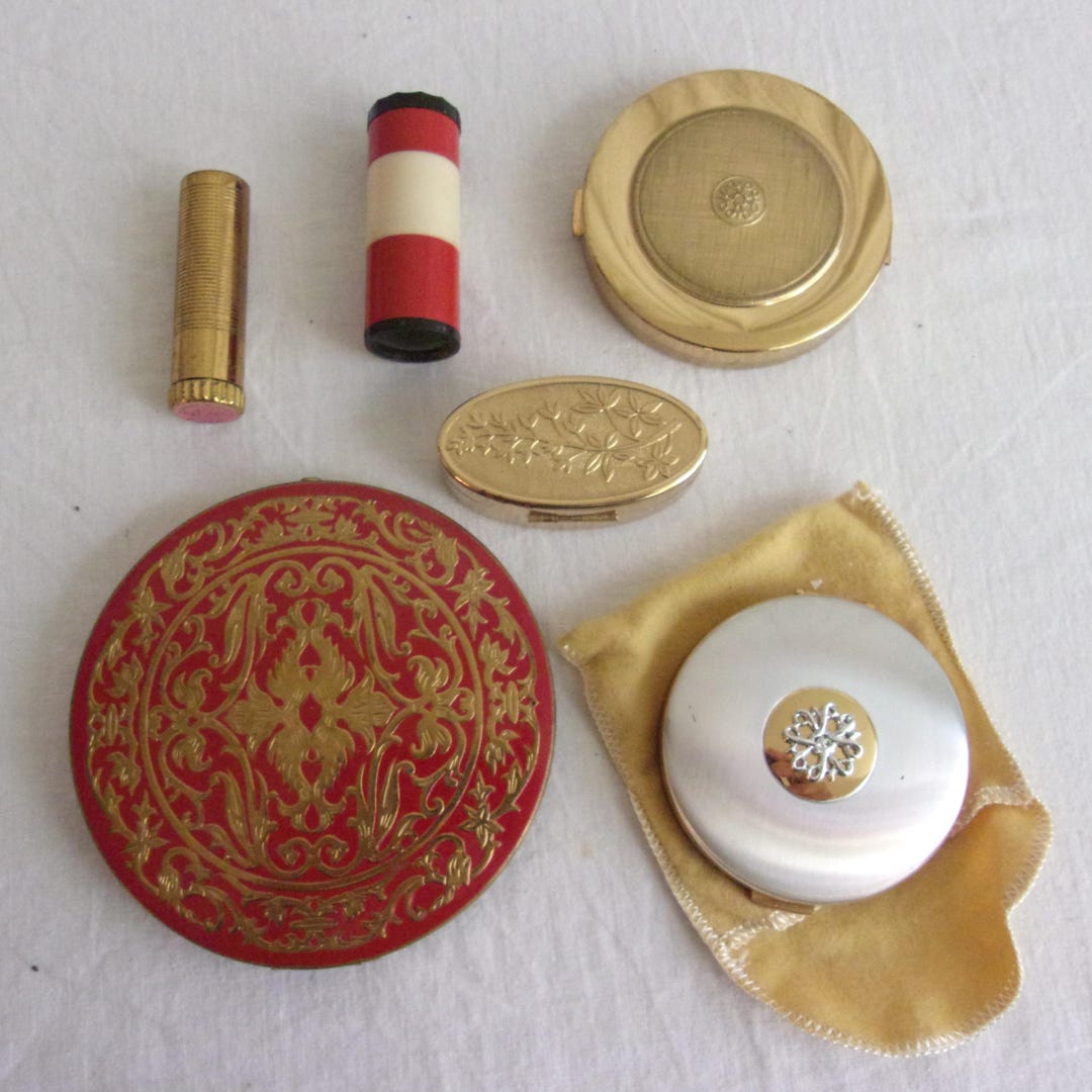 Vintage Compacts Wholesale Lot 6 Different Items Lipstick Powder Vanity ...