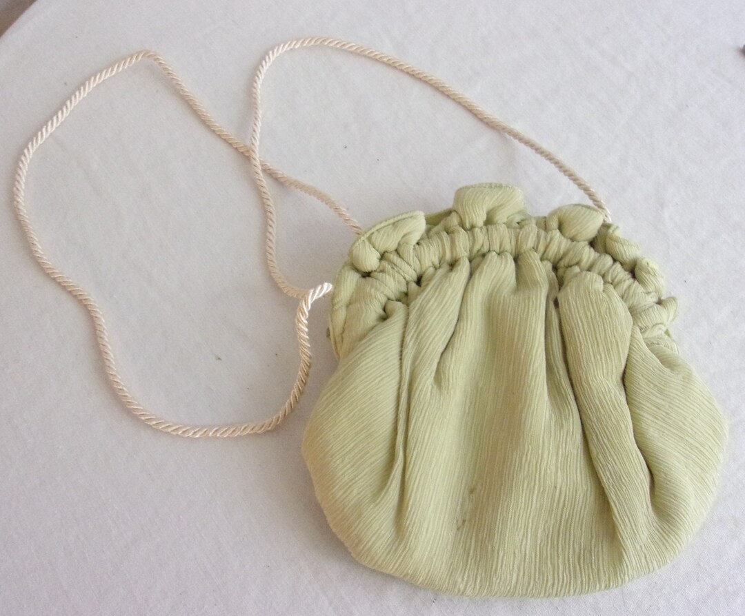 Vintage 1990s Purse Celery Crossbody Crinkle Rayon Grace Chuang - Etsy