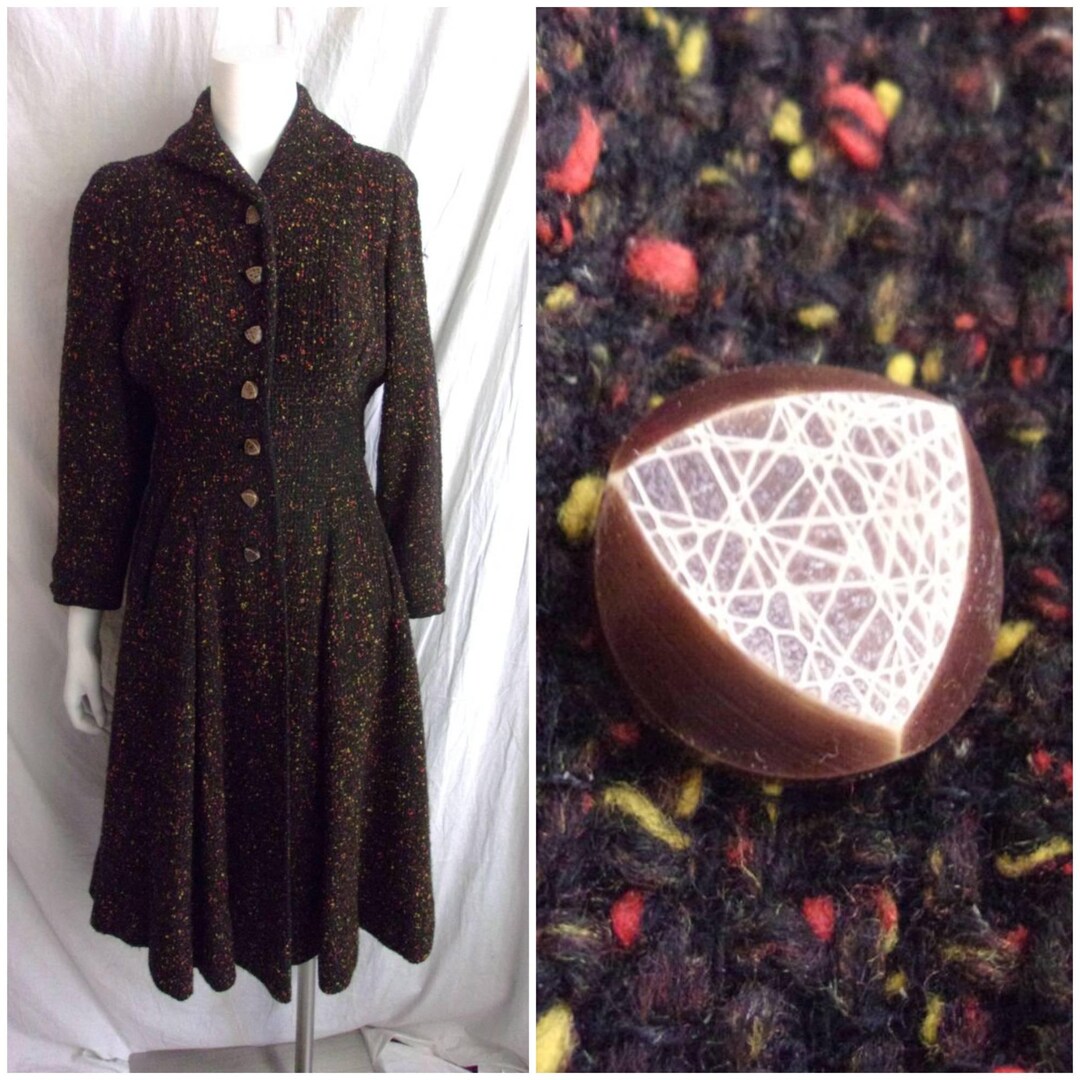 Vintage 1950s Coat Atomic Fleck Swing Coat New Look Fabulous Buttons ...