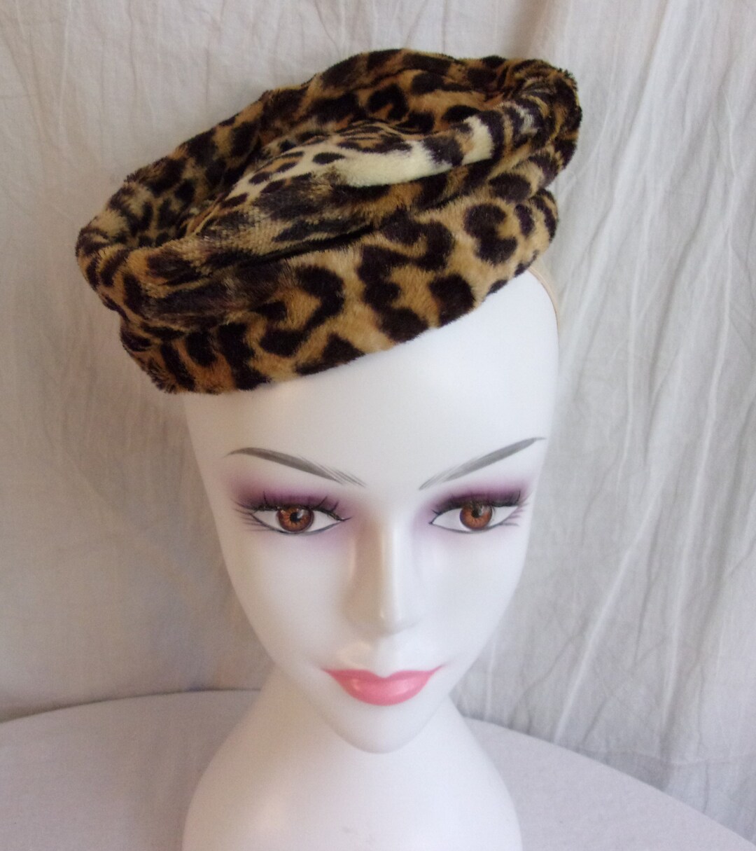Vintage 1960s Leopard Print Faux Fur Pillbox Hat Mod - Etsy