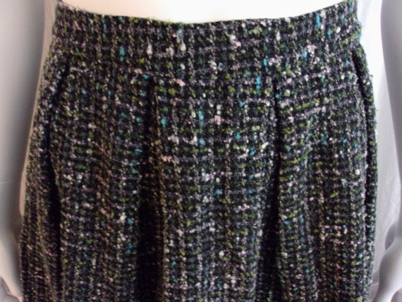 Vintage 1950s Skirt Atomic Fleck Wool Tweed Black Mul… - Gem