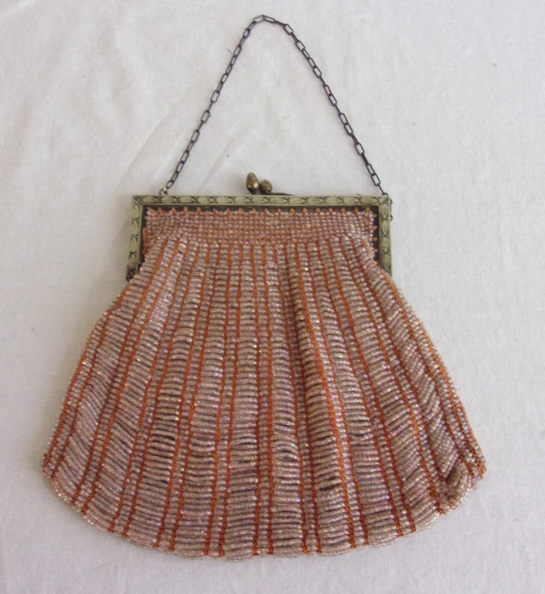 Vintage 1920s Purse Beaded Frame Bag Iridescent and Orange Purse - Etsy
