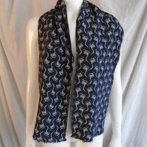 Vintage 1950s Mans Scarf Silk Print Muffler Made in Italy Blue and Grey ...