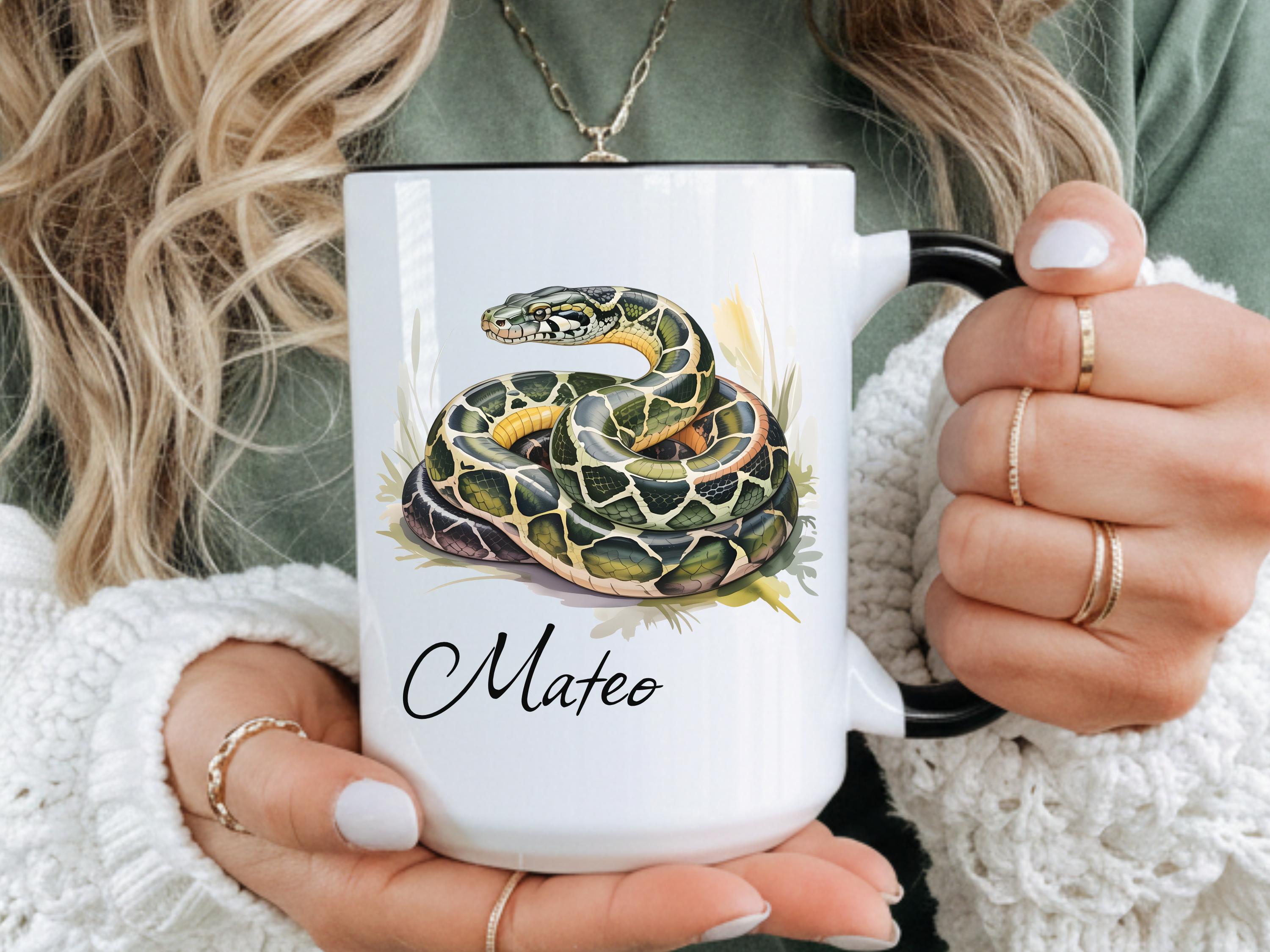 Personalized Anaconda Mug, Watercolor Snake Coffee Cup, Custom Name ...