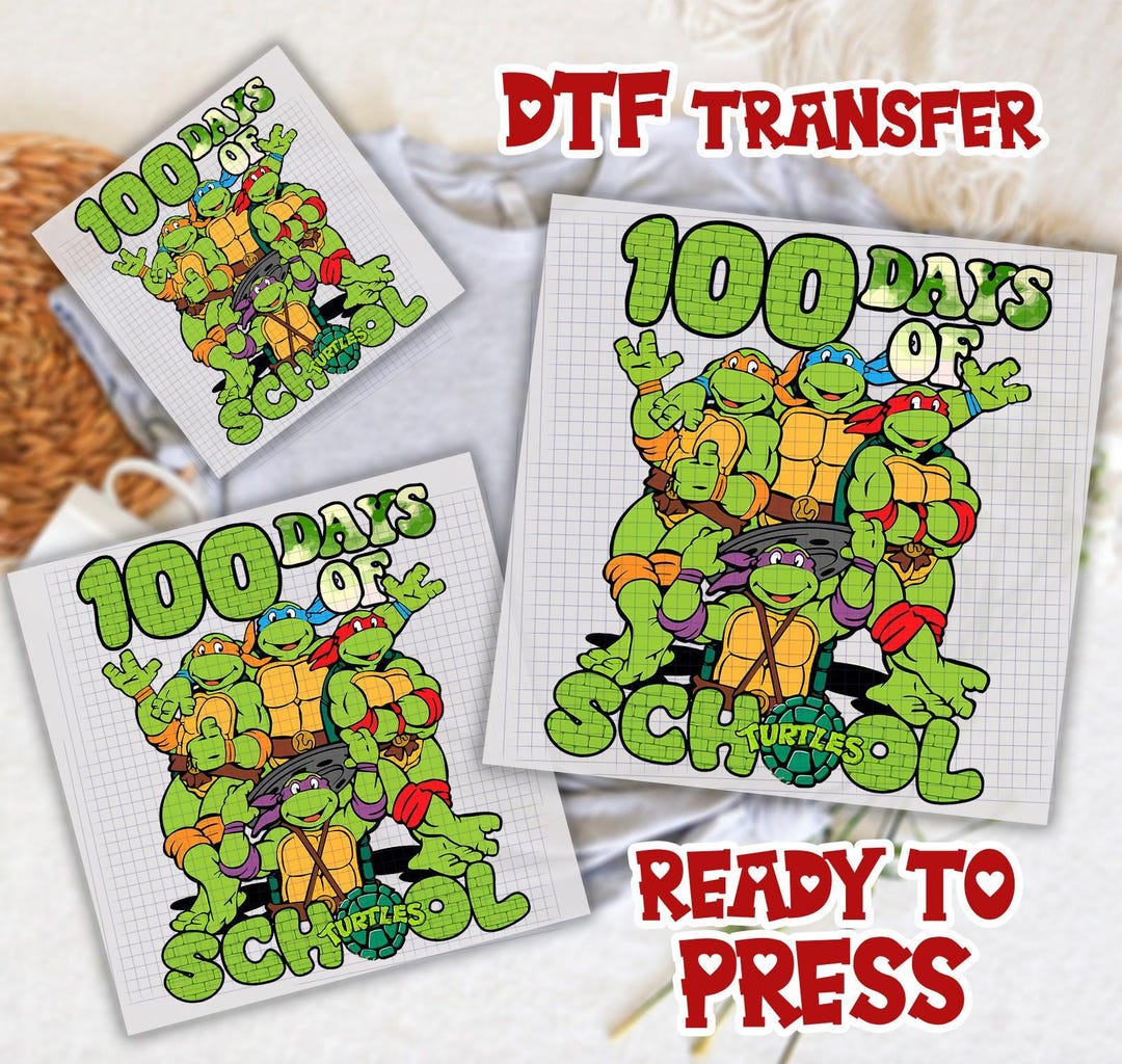 100 Days of School Ninja DTF Transfer, Cute Kids Dtf, Turtles Dtf ...