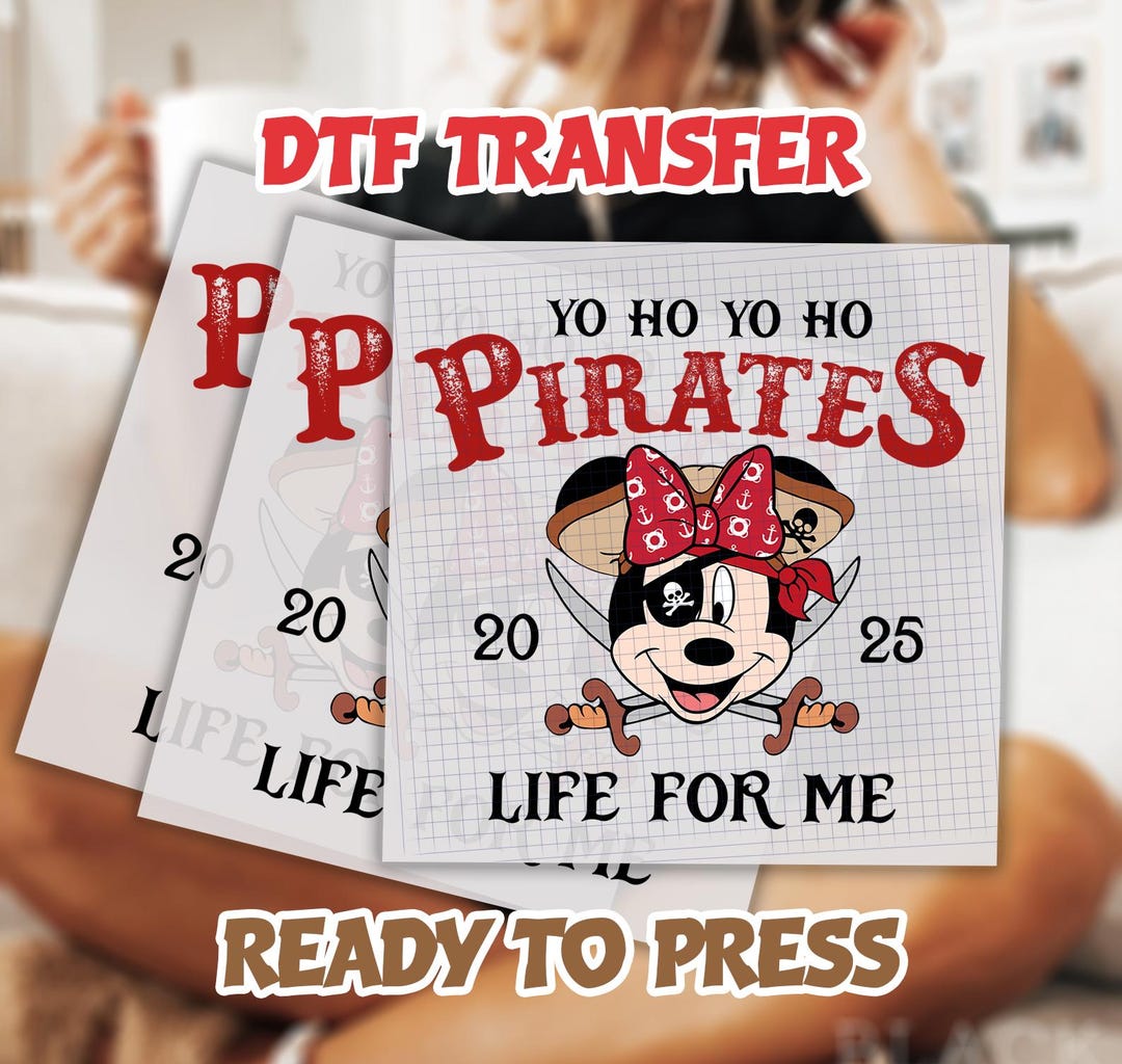 Cute Pirate Girl Mouse DTF Heat Transfer Ready to Press Direct to Film ...