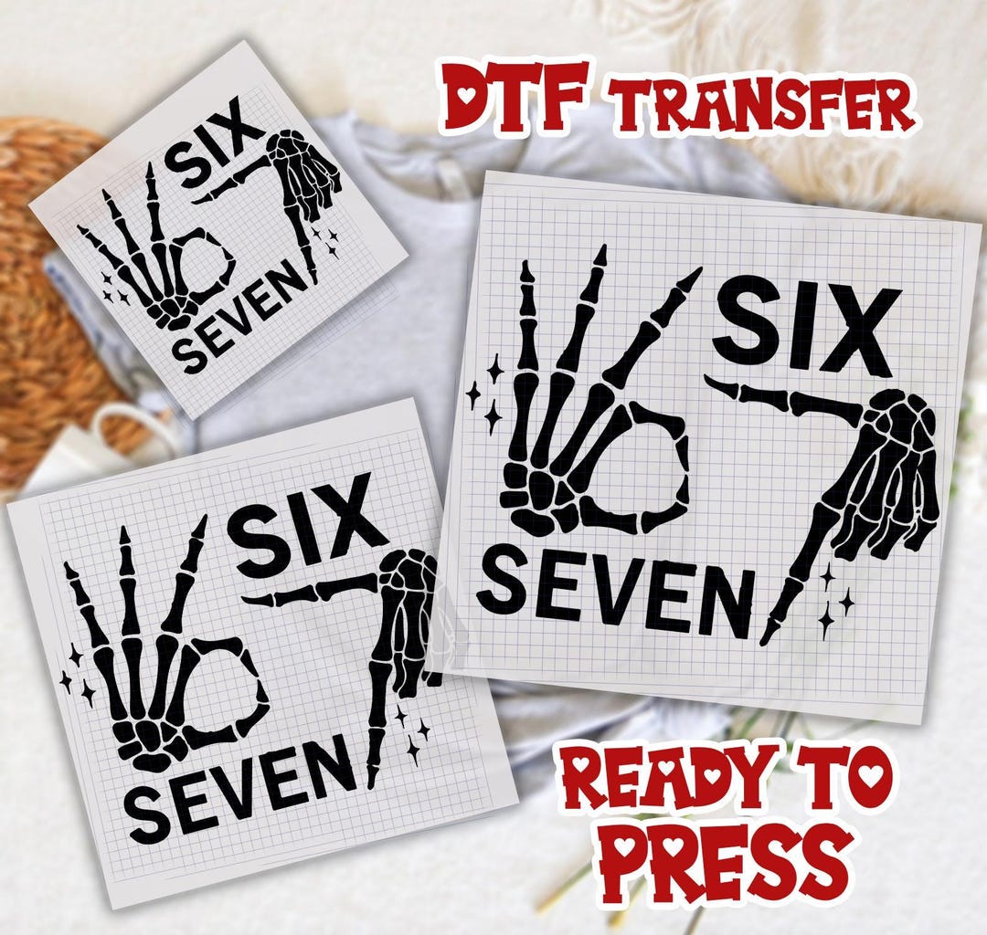 6 7 Meme DTF Transfer, Funny Skeleton Hands Dtf, Halloween Couples Dtf ...