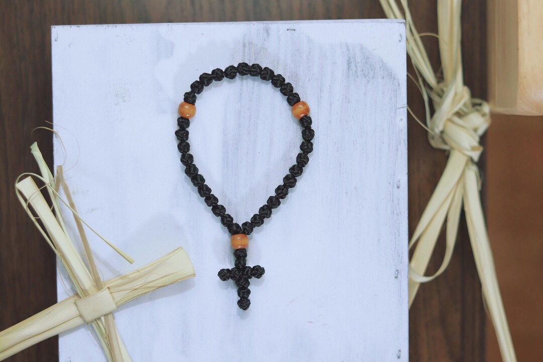 33 Knot Prayer Rope - Handmade Black Orthodox Eastern Catholic Chotki ...