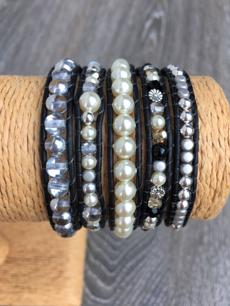 Pearl/silver Wrap Stack Set of Single Wraps - Etsy