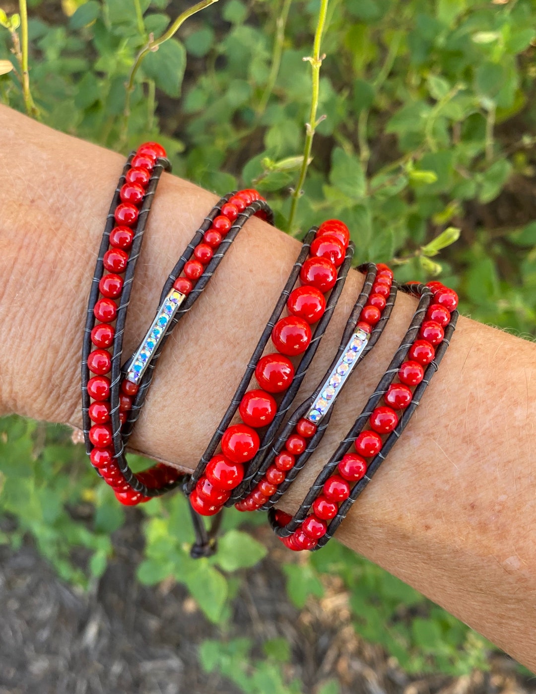 Riverstone & Crystal 5-wrap Bracelet - Etsy