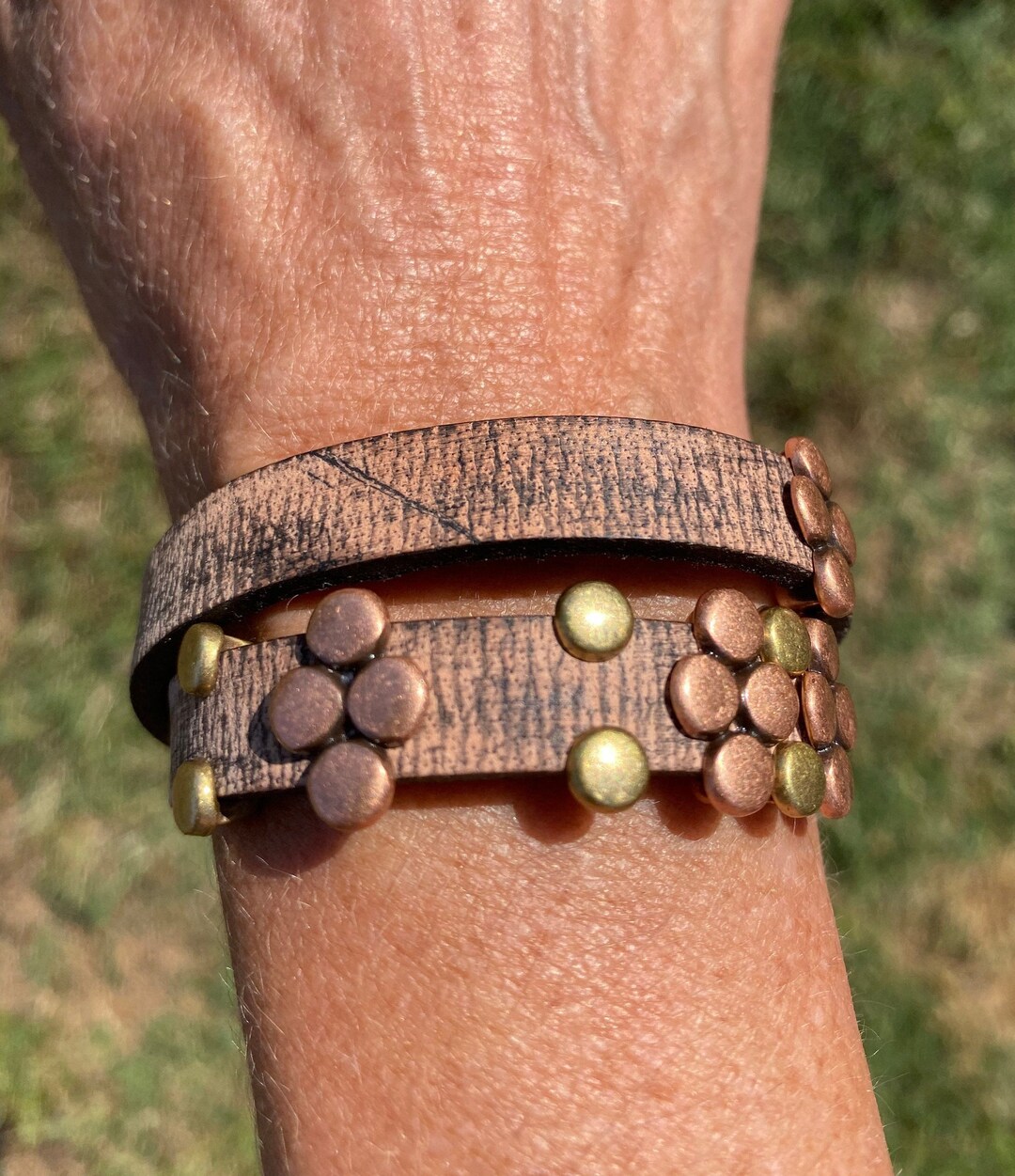 Double Sliding Cuff - Antique Copper & Brass - Etsy