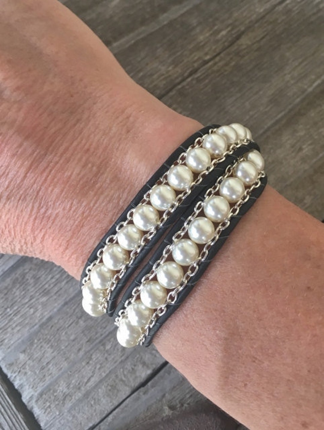 Pearl & Silver Chain 2-wrap/choker/boot Wrap - Etsy