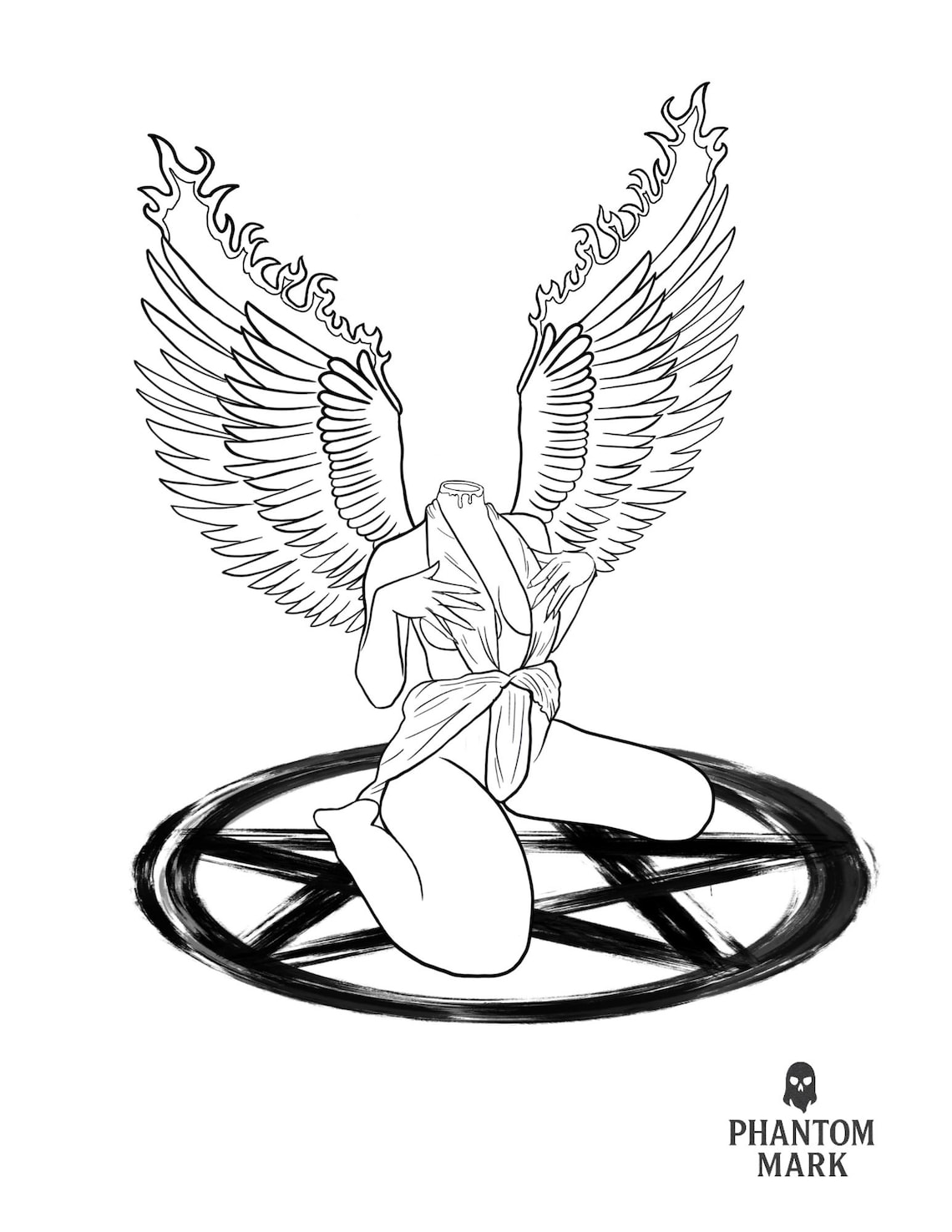 Angel Demon Coloring Page | Gothic Digital Art | Stress Relief ...