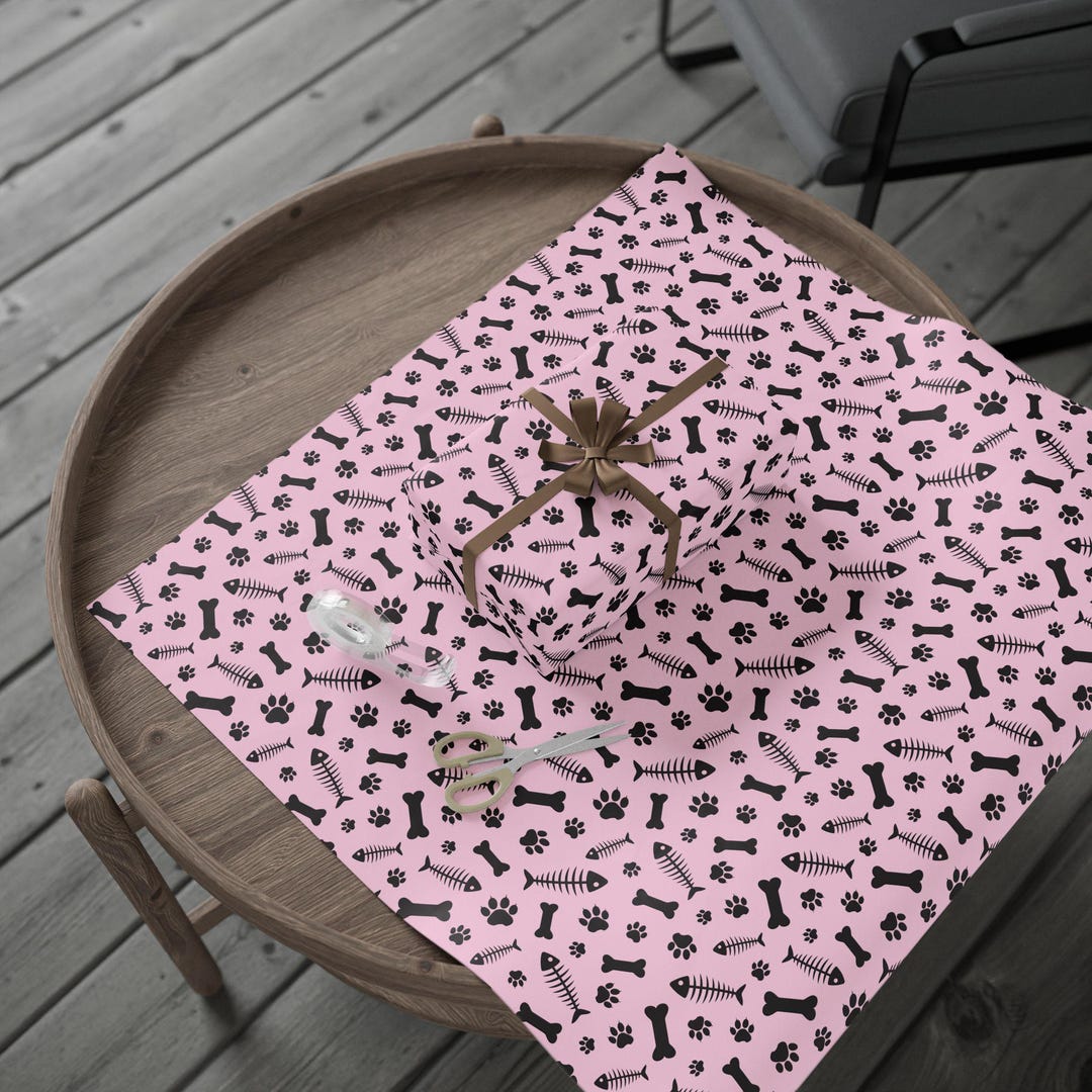 Pink Paw Print Wrapping Paper, Pet-themed Gift Wrap - Etsy