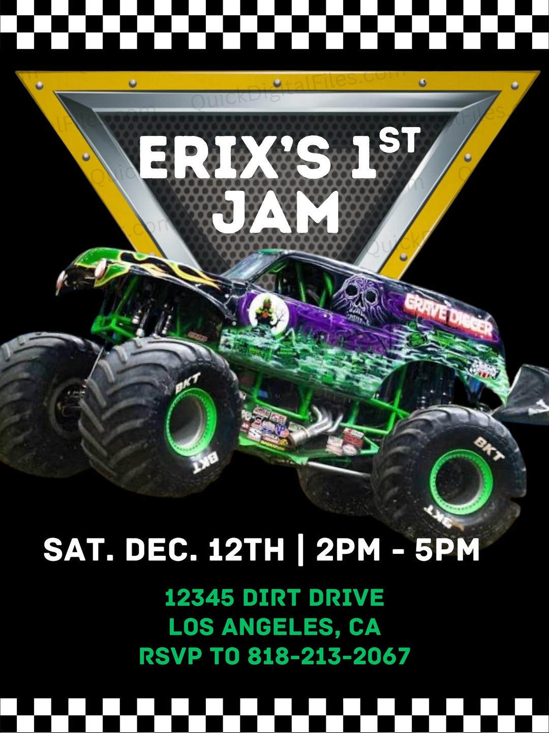 Monster Jam Party EDITABLE Digital Invitation Canva Template Download ...