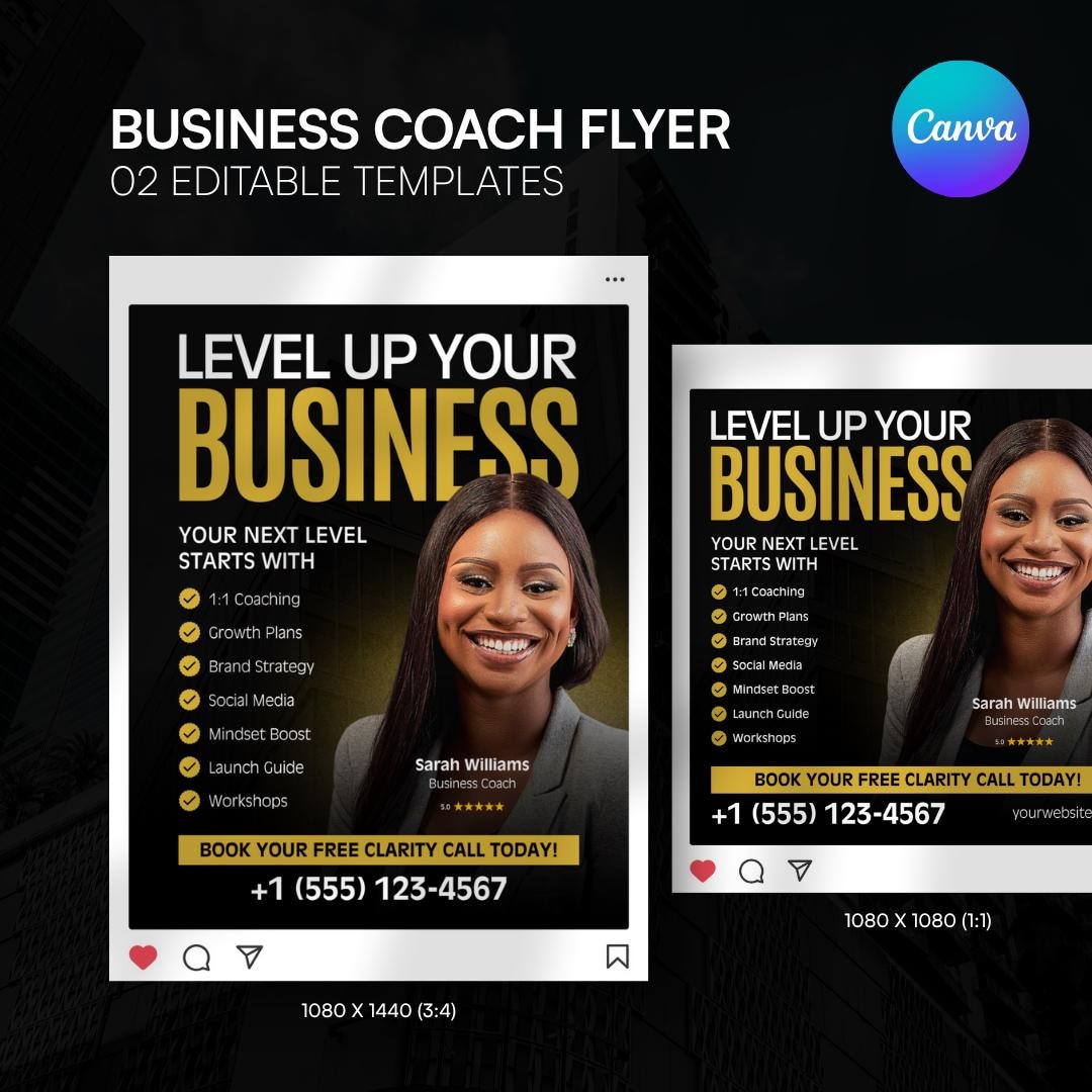 Business Coach Flyer, Life Coach Social Media Editable Instagram Promo ...