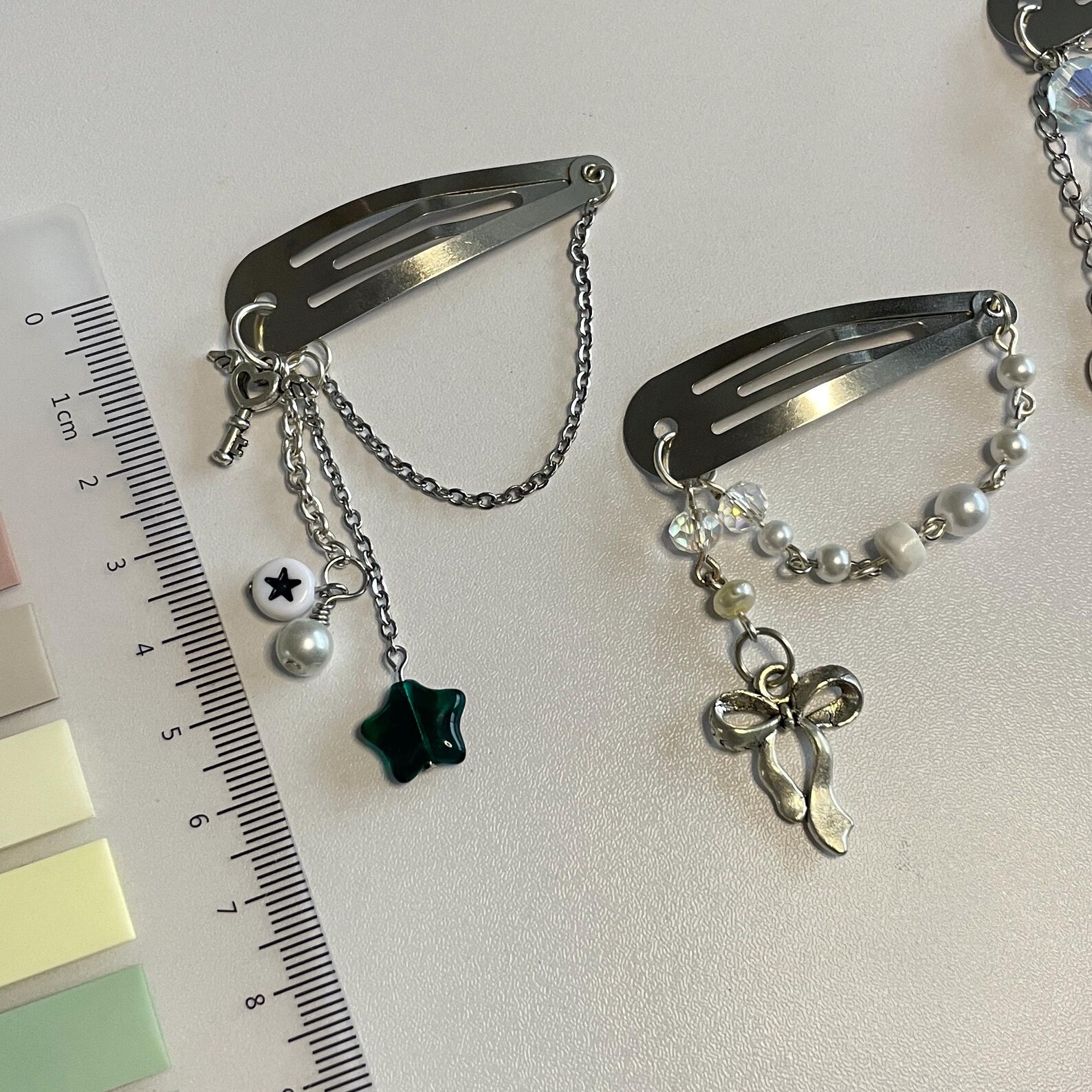 Star Cybercore Bow and Heart Steel Chained Y2k Hair Clip Barrette - Etsy