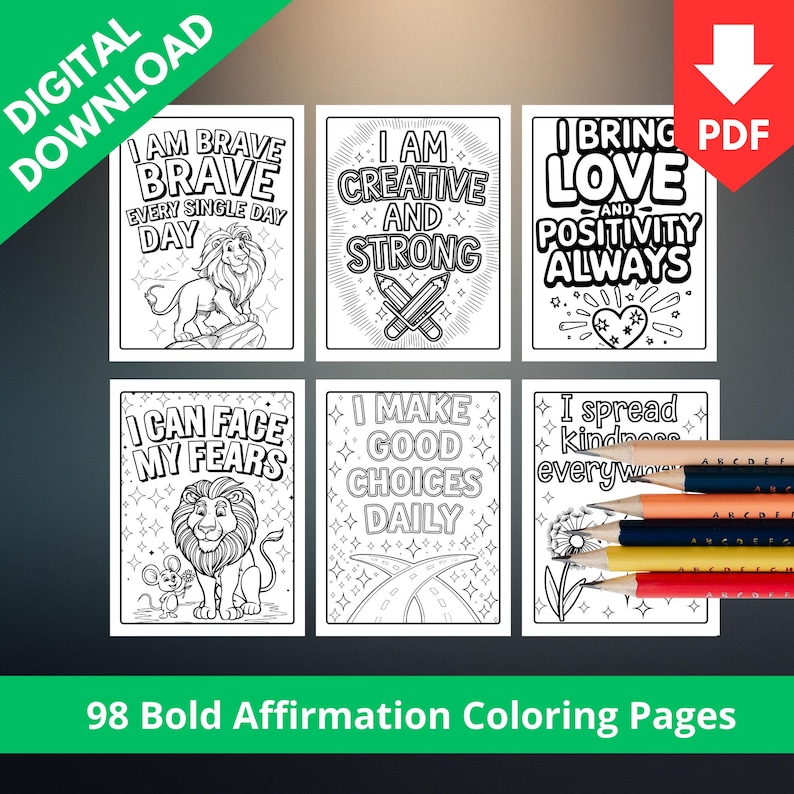 98 Bold Affirmation Coloring Pages | Positive Quotes Printable PDF ...