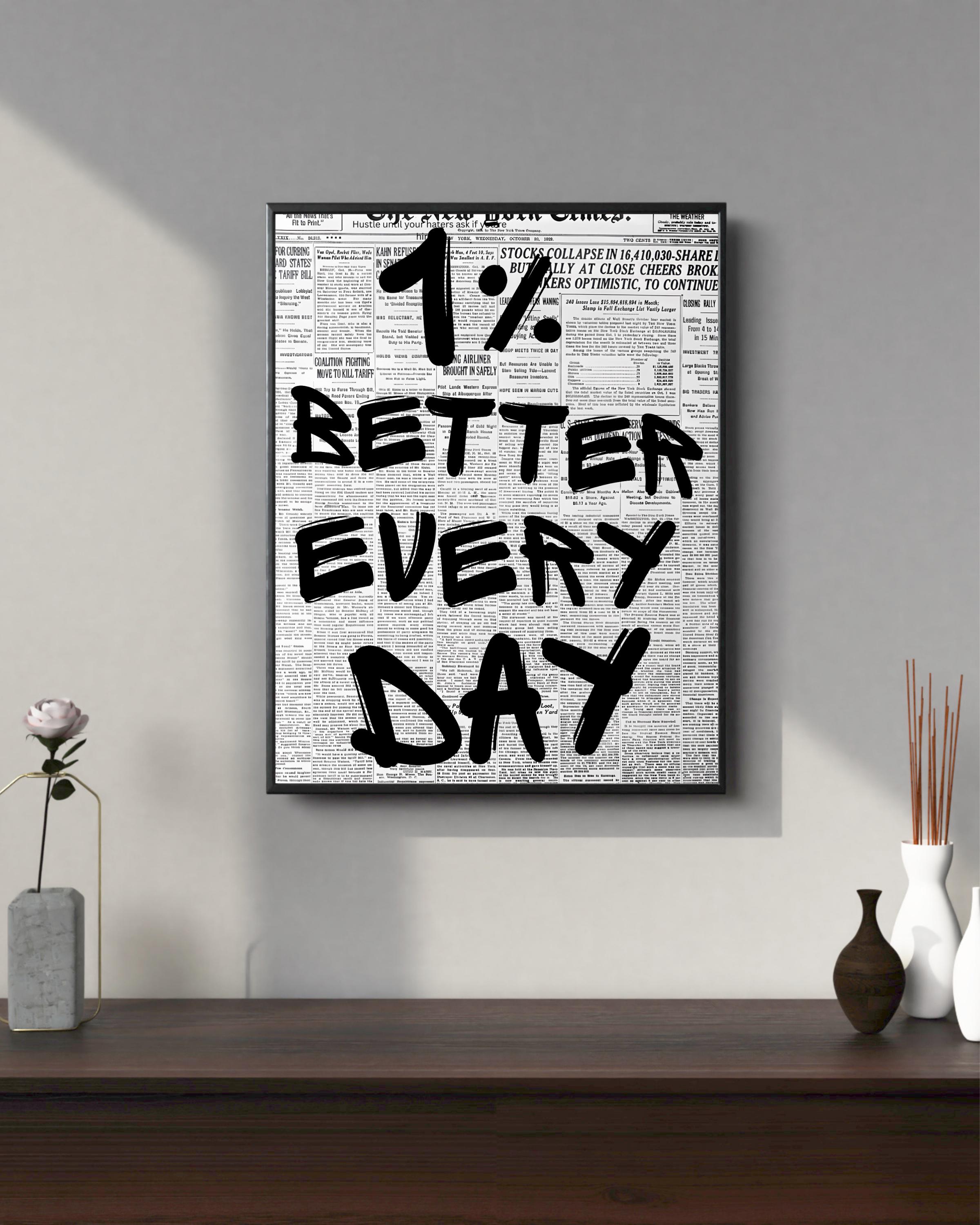 1% Better Every Day Poster | Motivational Wall Art | Fitness Quote ...