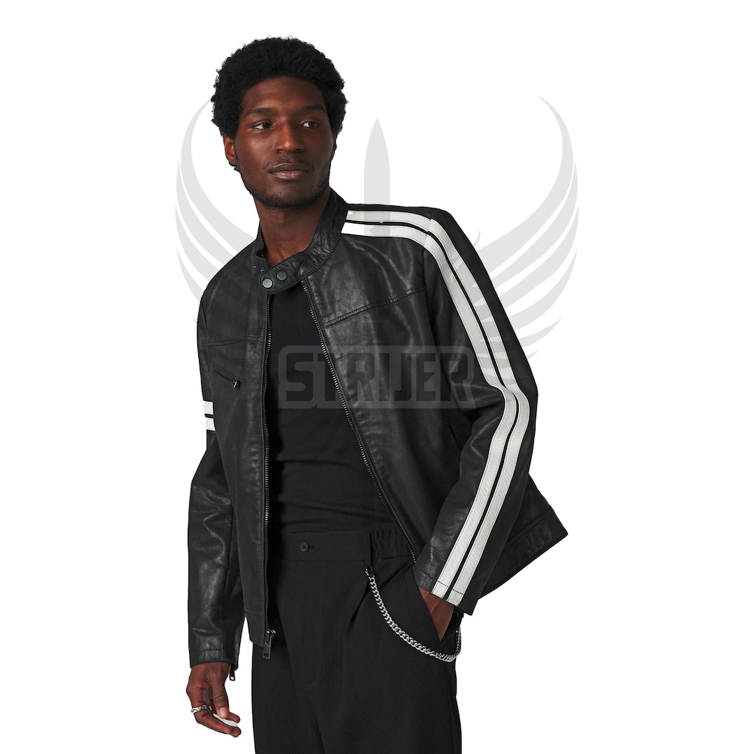 Handmade Men's Cafe Racer Biker Jacket | Genuine Leather, Motorcycle ...