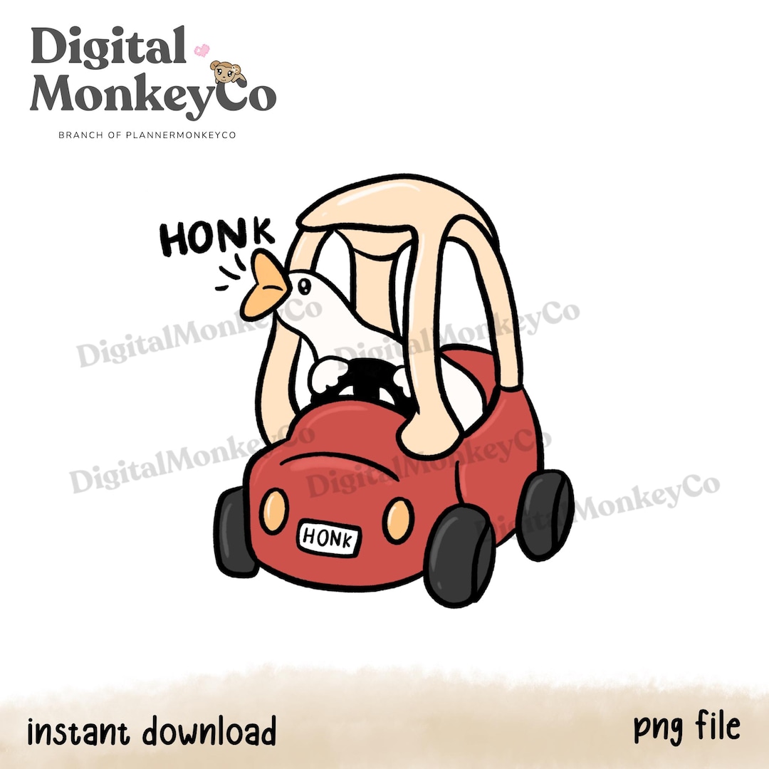Funny Silly Goose " Honk" Cozy Coupe PNG | Hand-drawn Art Clipart ...