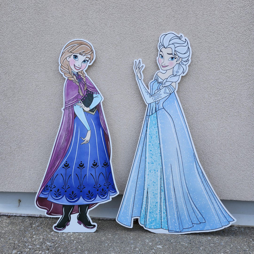 Frozen Birthday Standee Elsa Anna Party Decor | Winter Princess Lawn ...