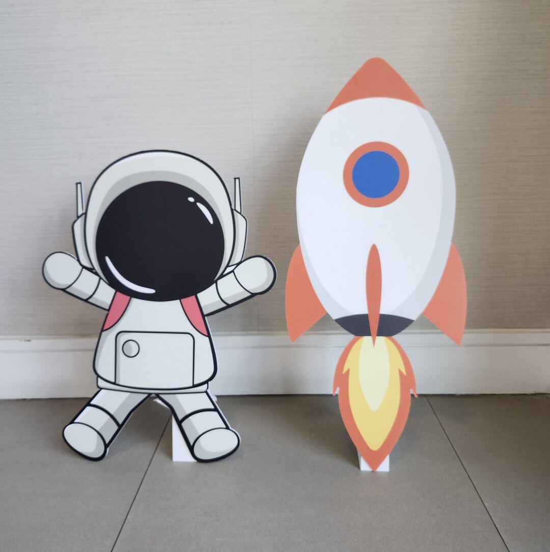 Astronaut & Rocket Standee Cutouts, Space Party Decorations, Birthday ...