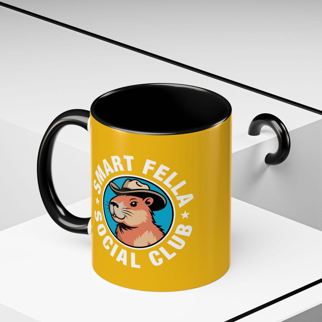 Smart Fella Social Club Capybara Coffee Mug | Cowboy Capybara Badge - Etsy