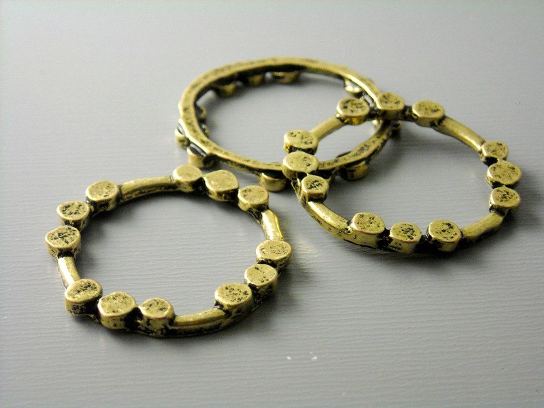 Hammered Connector Links, Antique Brass Plated, 25mm - 6 Pieces - Etsy