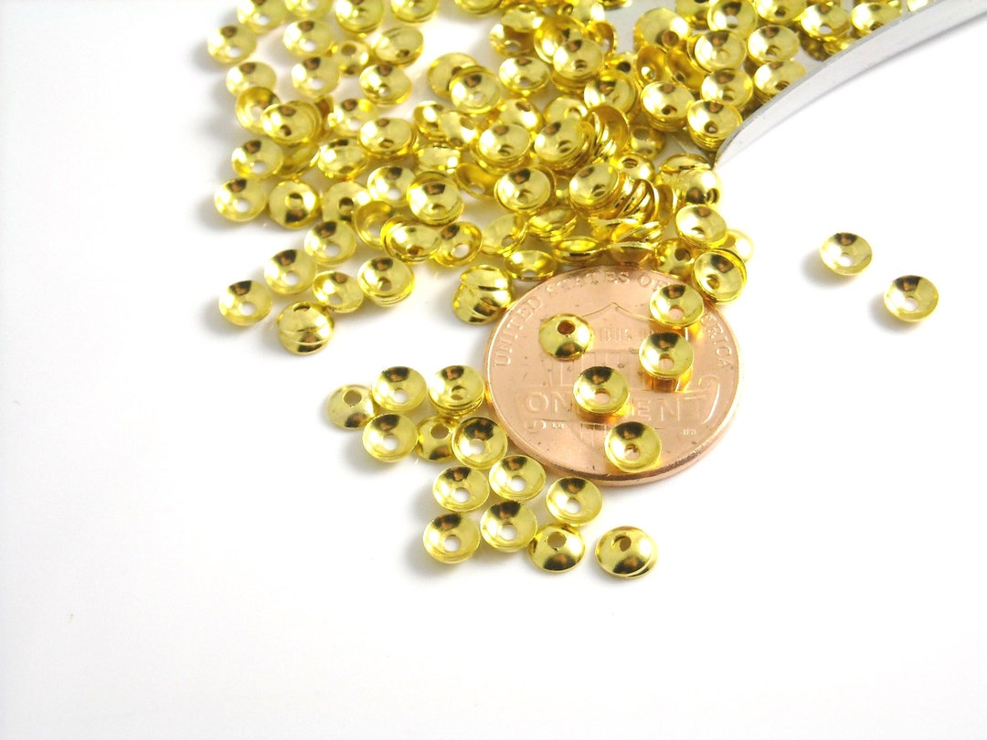 24k Gold Plated Mini Half Dome Bead Caps, 4mm - 30 Pieces - Etsy