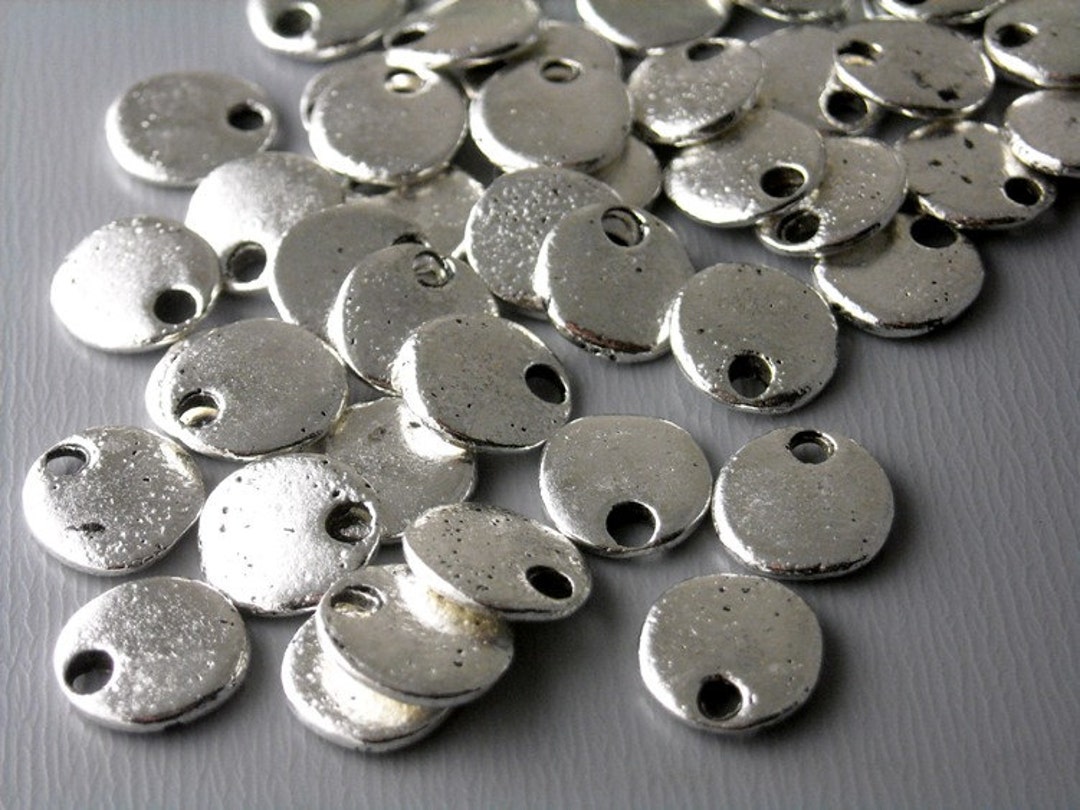 Tiny Coin Disc Charms, Antique Silver Plated, 8mm - 10 Pieces - Etsy