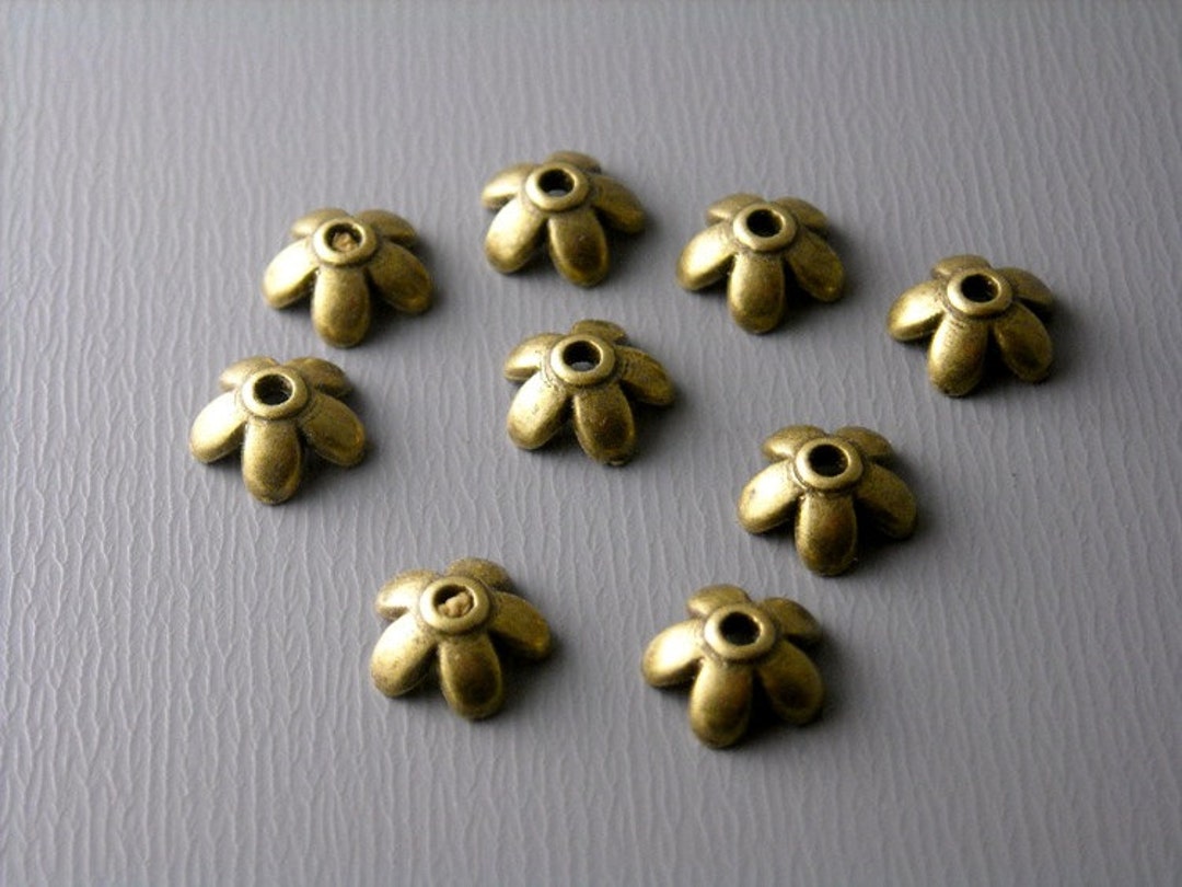Flower Shaped Dome Bead Caps, Antique Bronze Plated, 6.5mm Diameter ...