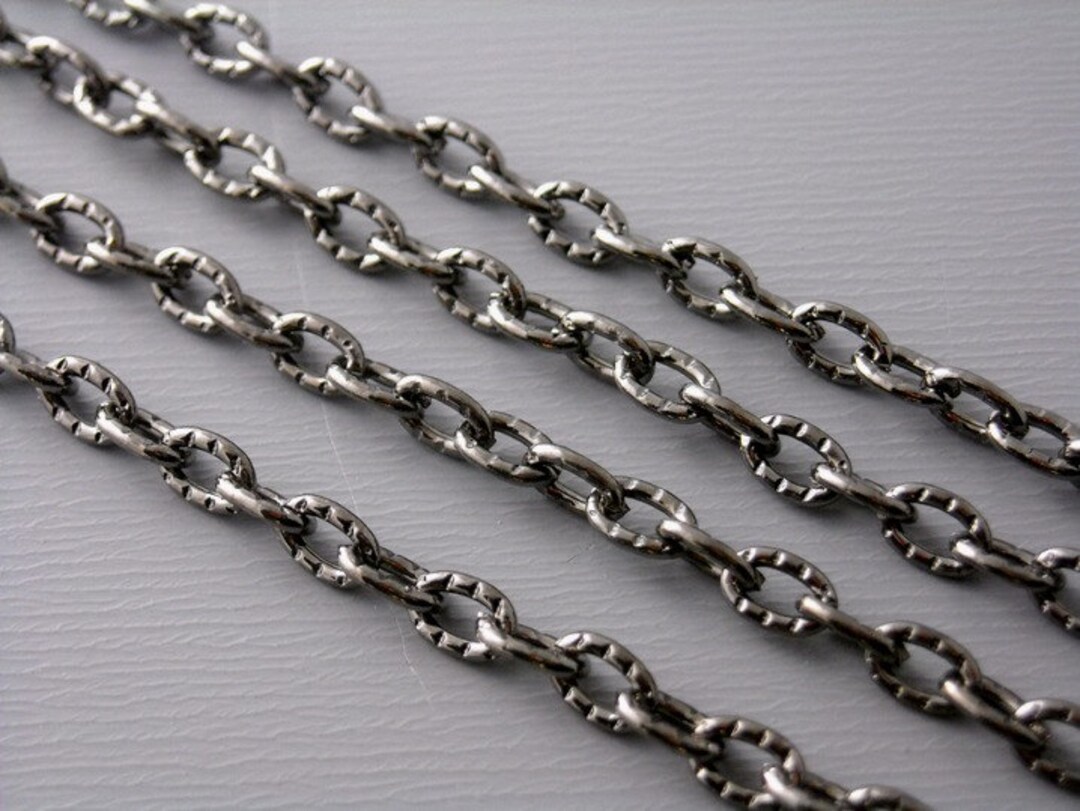 Gunmetal Plated Cable Link Chain: Textured Iron, 4mm X 3mm (10 Feet) - Etsy