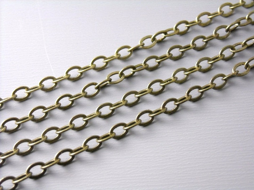Flat Soldered Cable Link Chain, Antiqued Brass, 3.5mmx2.5mm - 10 Feet ...