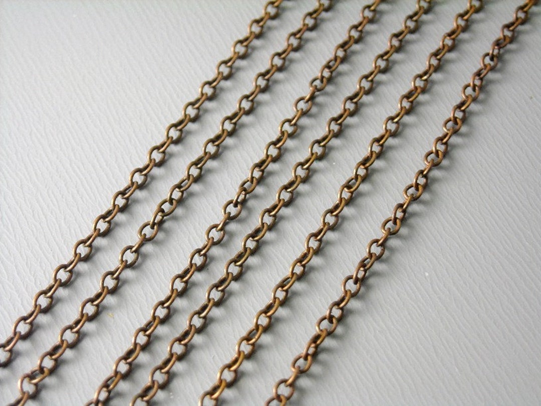 Copper Soldered Cable Link Chain, Antique Copper Plated, 2mmx1.5mm - 10 ...