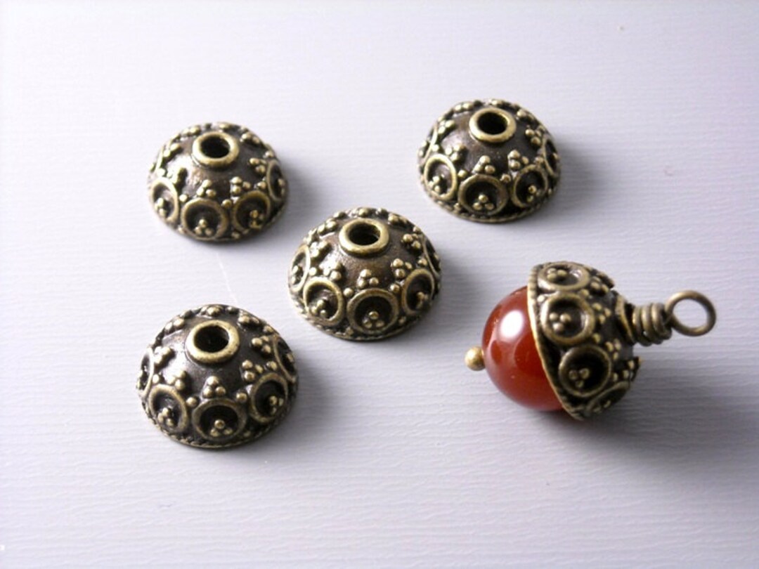 Raised Textured Dome Bead Caps, Antique Bronze Plated, 10mm Diameter 20 ...