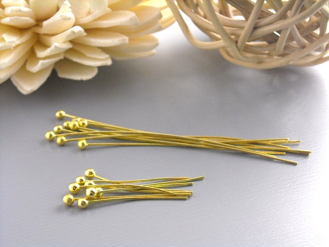 14k Gold Plated Ball End Pins, Assortment, 20mm & 50mm - 100 Pins - Etsy