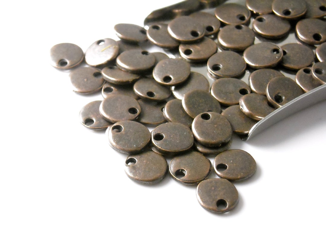 Dark Antique Copper Plated Disc Coin Pendants, 8mm 10 Pieces - Etsy