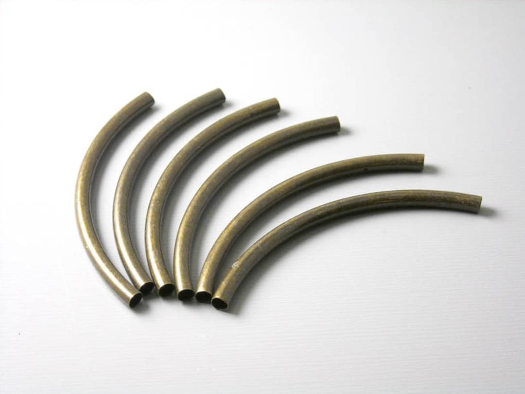 Antique Brass Hollow Curved Tubes, Matte Finish, 50mmx2.5mm - 10 Pieces ...