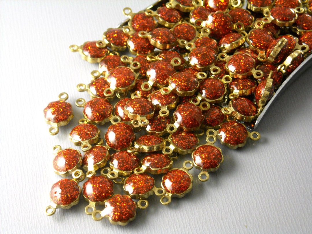 Enamel Connector Beads, Fired Brick Red, Raw Brass, 12mm 20 Pieces - Etsy