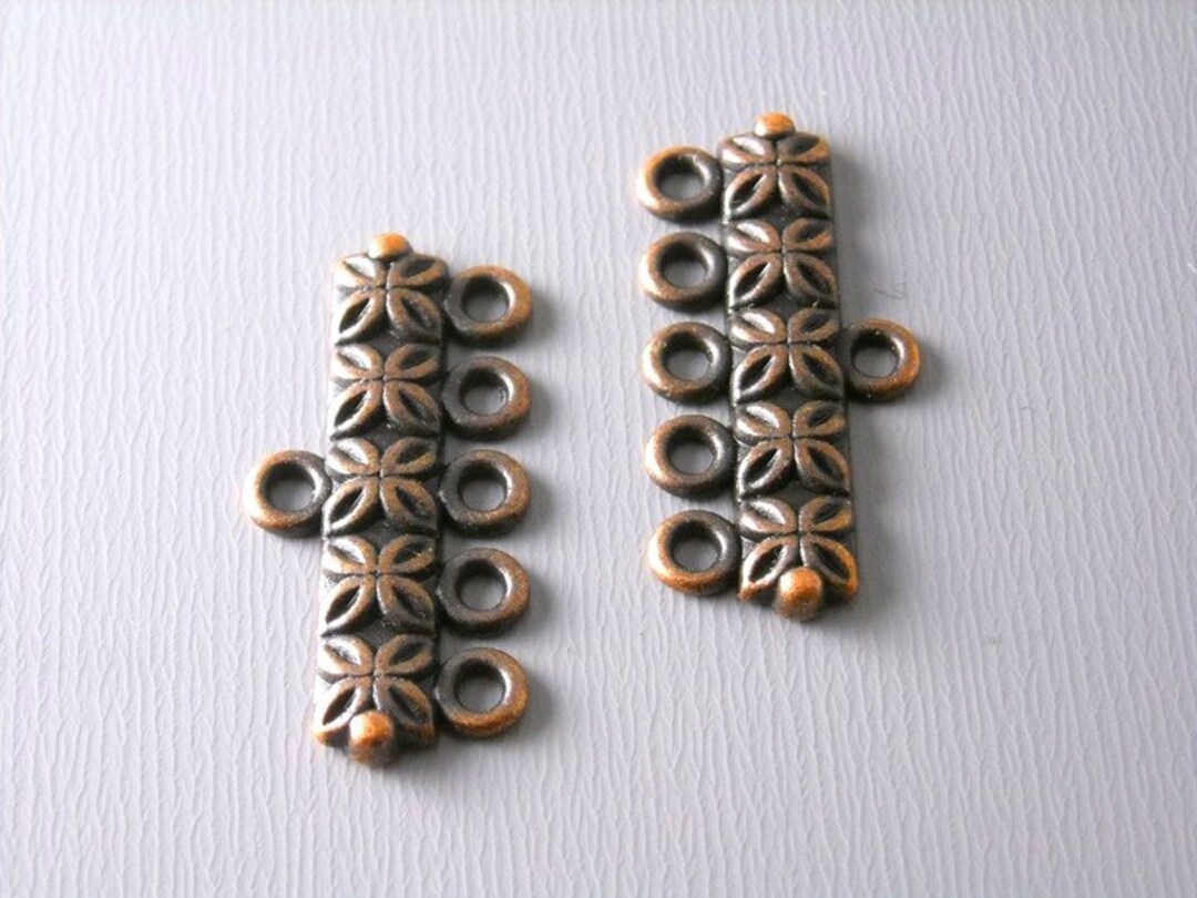 Five Strand Separator Bar Connectors, Antique Copper Plated, 25mm X ...