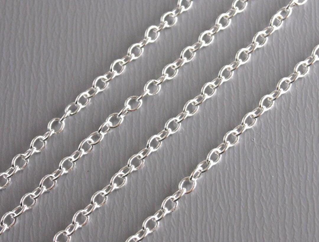 Silver Plated Fine Cable Link Chain, Soldered Links, 2mm X 1.5mm - 10 ...