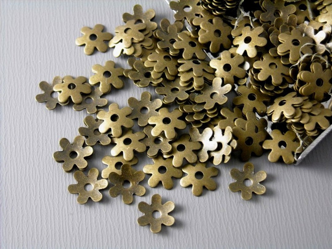 Flower Shaped Dome Bead Caps, Antiqued Brass, 6.5mm Diameter - 30 ...